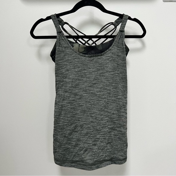 lululemon athletica | Tops | Lululemon Grey And Green Tank With Bra ...